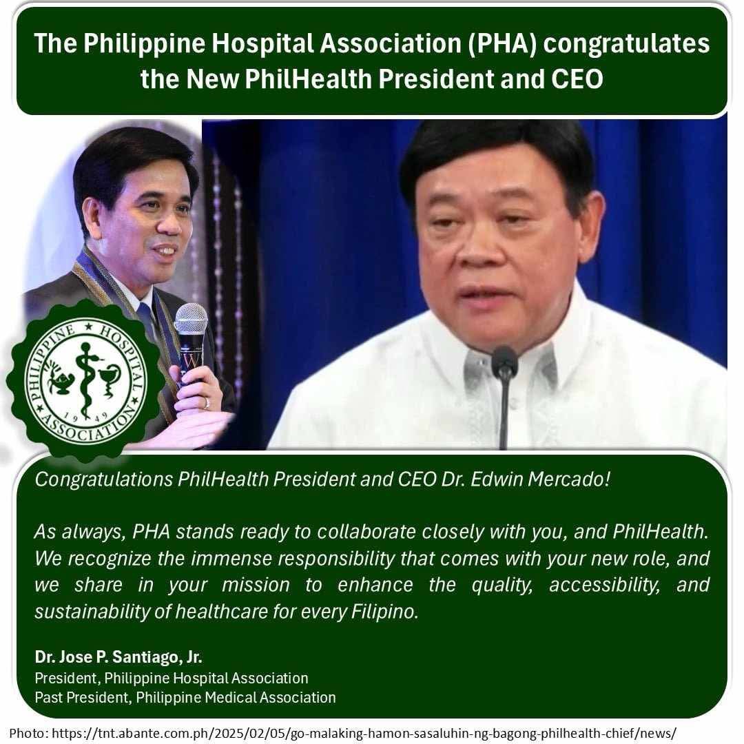 PHA Congratulates the New PhilHealth President and CEO - Philippine ...